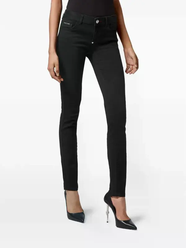 Philipp Plein Slim-fit Logo Plaque Denim Jeans - Black