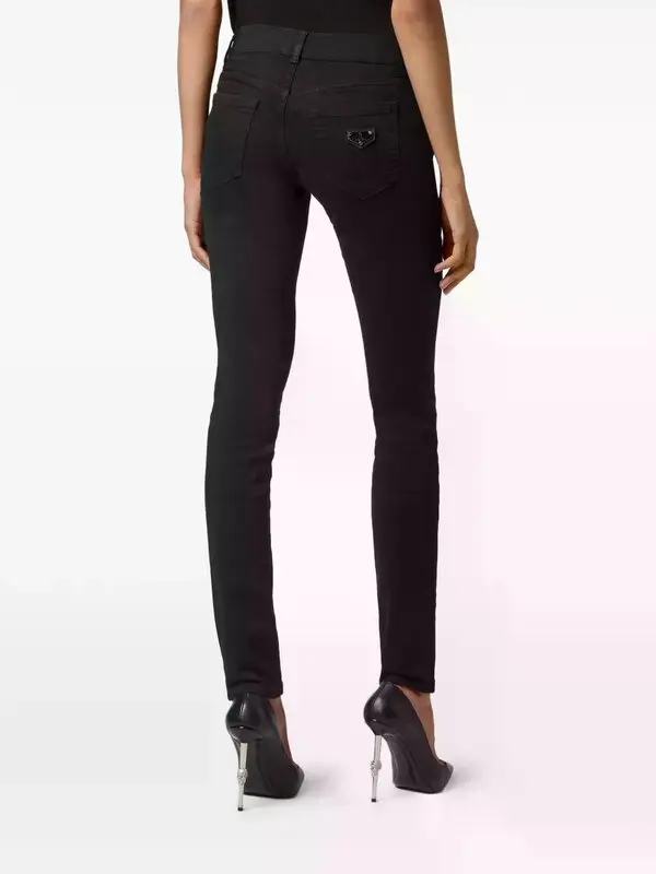 Philipp Plein Slim-fit Logo Plaque Denim Jeans - Black