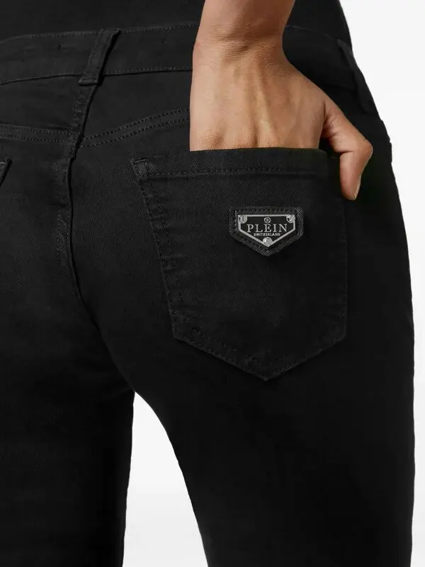 Philipp Plein Slim-fit Logo Plaque Denim Jeans - Black
