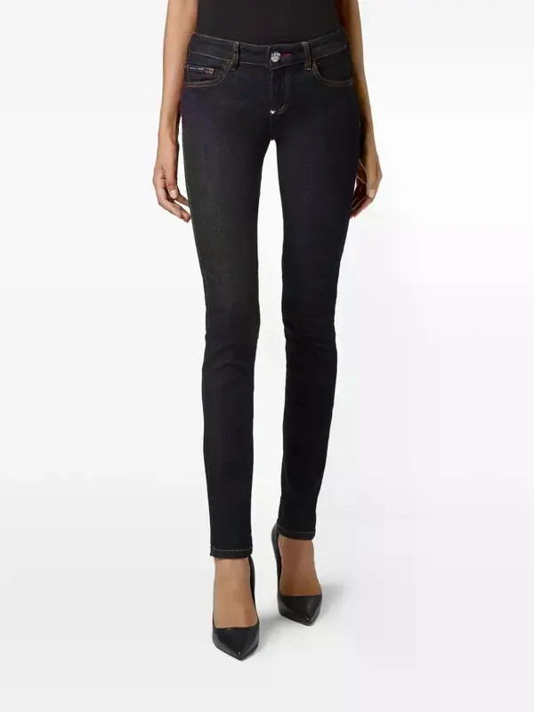 Philipp Plein Logo Plaque Slim-fit Denim Jeans - Blue