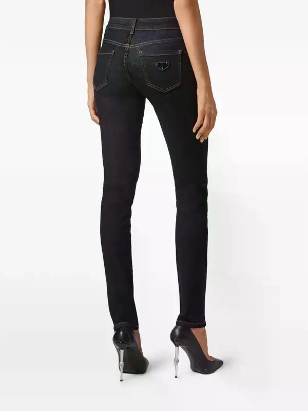 Philipp Plein Logo Plaque Slim-fit Denim Jeans - Blue