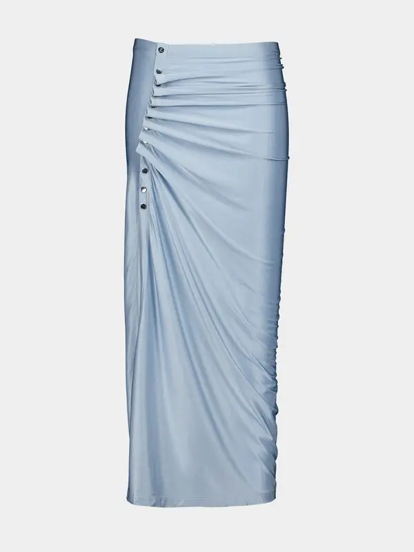 Rabanne Draped Midi Skirt With Button Detail - Blue