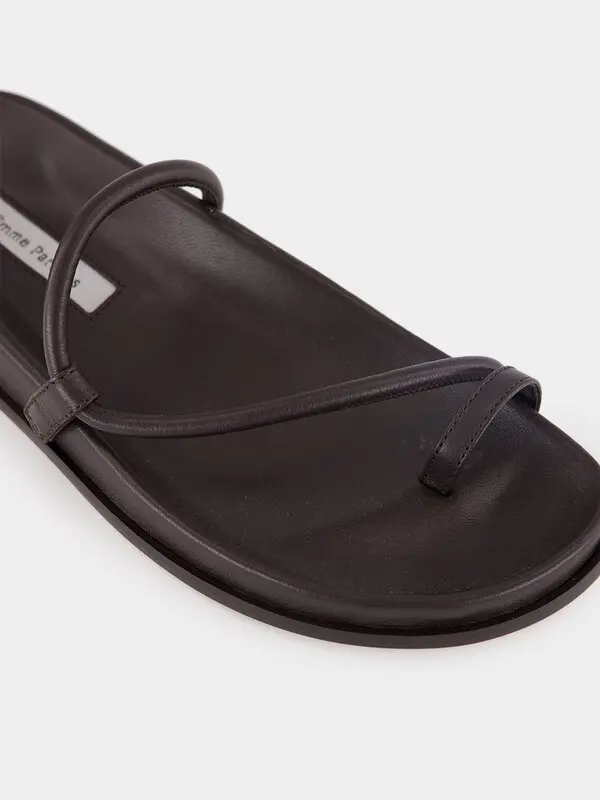 EMME PARSONS Black Nappa Leather Bari Sandals - Brown