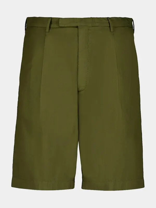 Boglioli Khaki Cotton Bermuda Shorts - Green