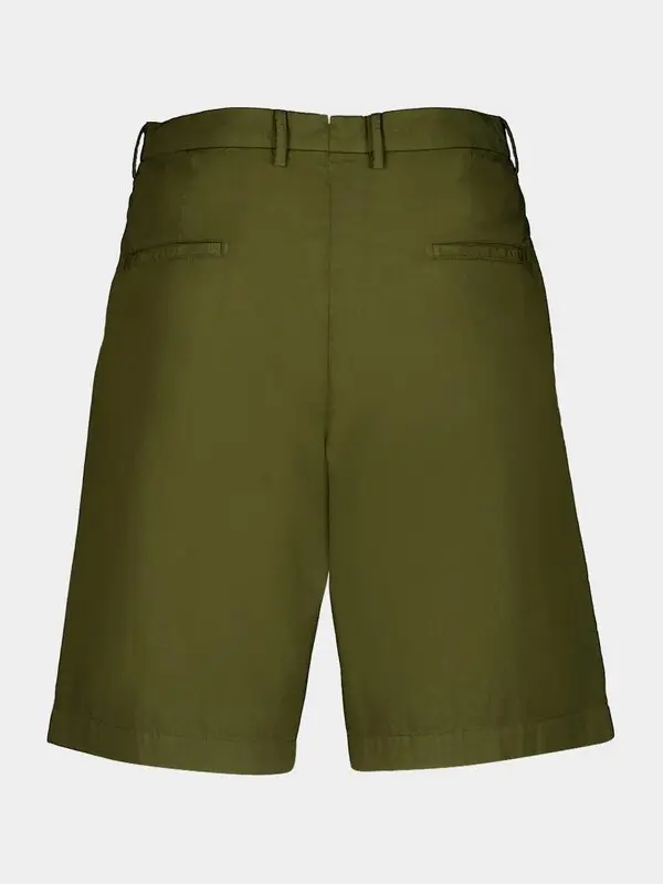 Boglioli Khaki Cotton Bermuda Shorts - Green