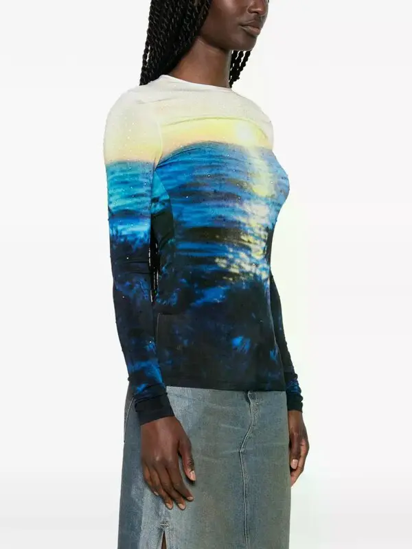 Rabanne Crystal-embellished Sunset Print T-shirt