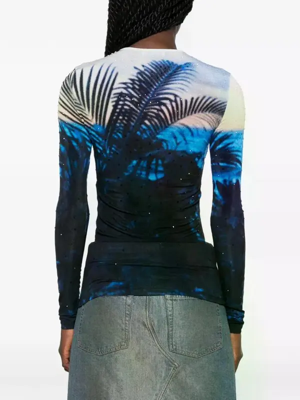 Rabanne Crystal-embellished Sunset Print T-shirt