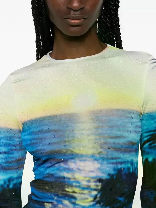 Rabanne Crystal-embellished Sunset Print T-shirt
