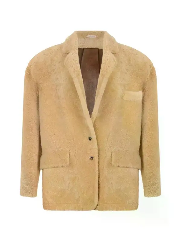 THE MANNEI Shearling Jacket With Notch Lapels