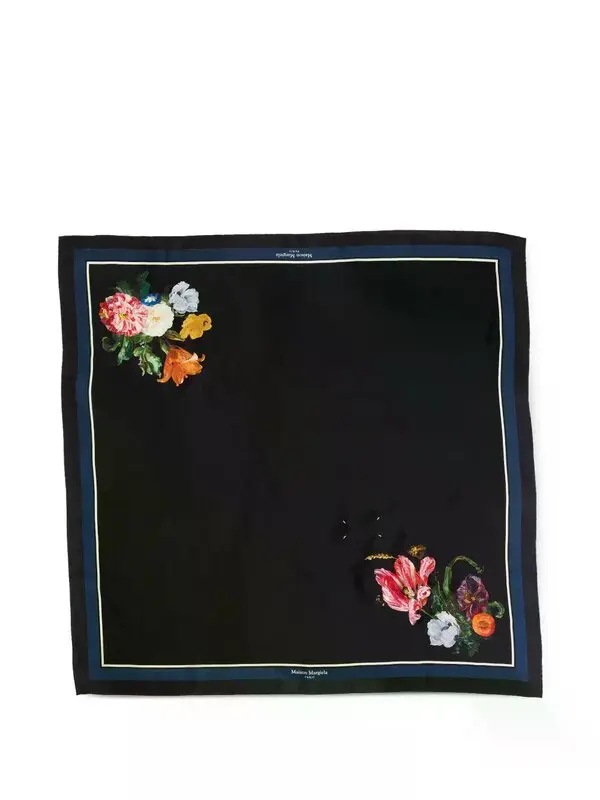 MAISON MARGIELA Floral-print Scarf - Black
