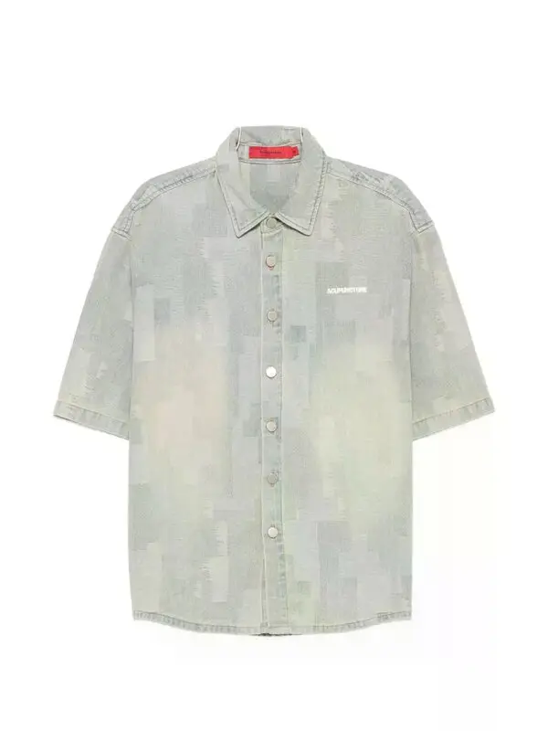 ACUPUNCTURE 1993 Patchwork-effect Short-sleeve Shirt - Blue