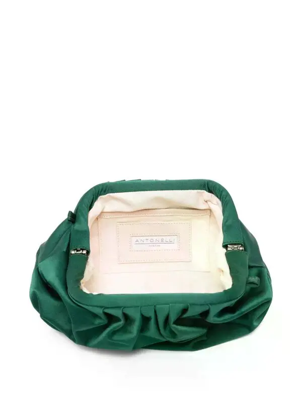 Antonelli Firenze Ruched Satin Clutch Bag With Chain Strap