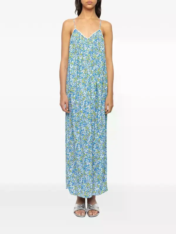 Zadig&Voltaire Ristym Floral Print Maxi Dress - Blue