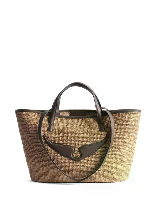 Zadig&Voltaire Wings Raffia Tote Bag - Brown