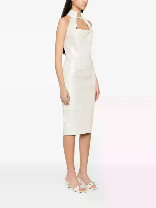 MITILIANE COUTURE Halterneck Cut-out Leather Midi Dress