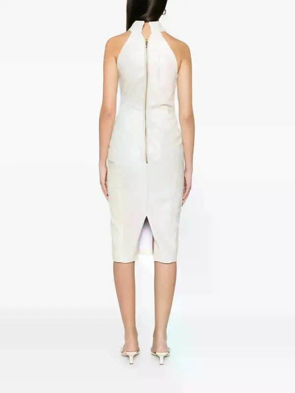 MITILIANE COUTURE Halterneck Cut-out Leather Midi Dress
