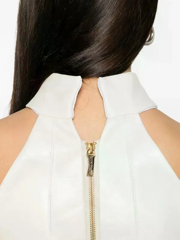 MITILIANE COUTURE Halterneck Cut-out Leather Midi Dress
