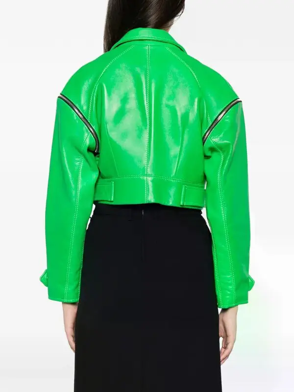 MITILIANE COUTURE Cropped Leather Jacket With Detachable Sleeves
