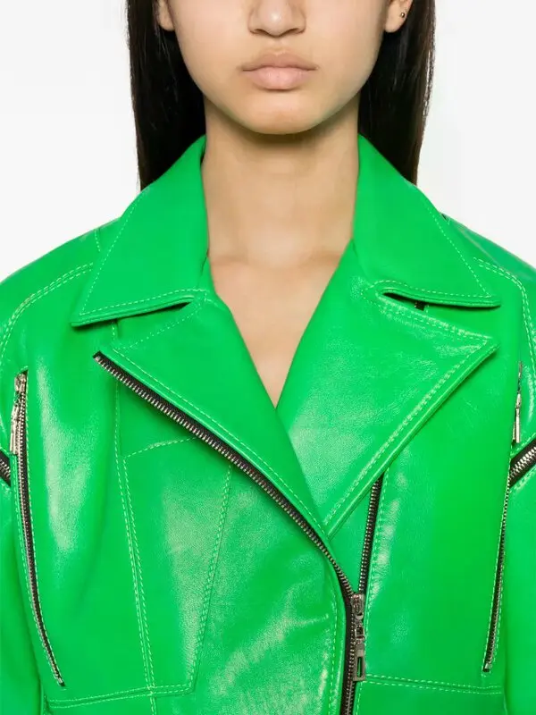 MITILIANE COUTURE Cropped Leather Jacket With Detachable Sleeves
