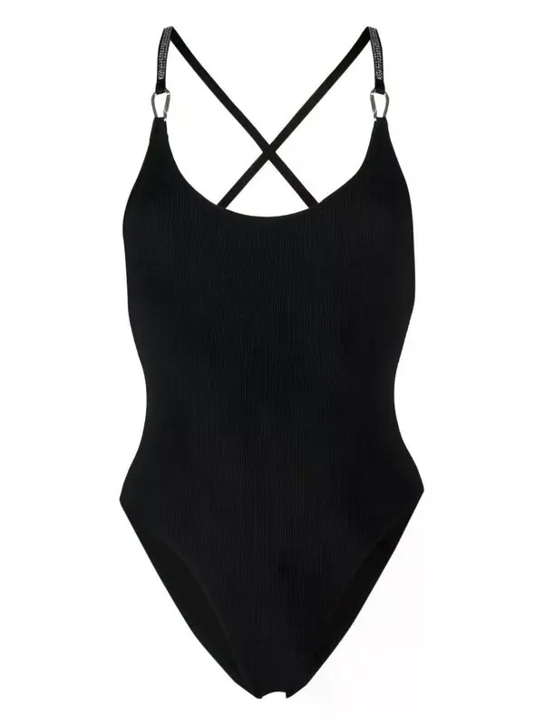 Heron Preston Rhinestone Embellished Swimsuit - Black