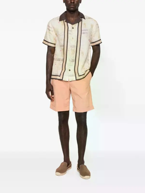 BERWICH Pleated Shorts With Turn-up Cuffs - Orange