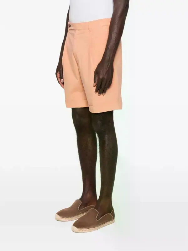 BERWICH Pleated Shorts With Turn-up Cuffs - Orange