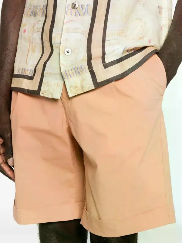 BERWICH Pleated Shorts With Turn-up Cuffs - Orange