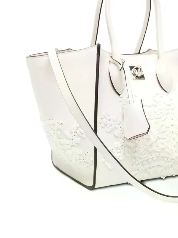 Ermanno Scervino Lace-embroidered Leather Tote Bag