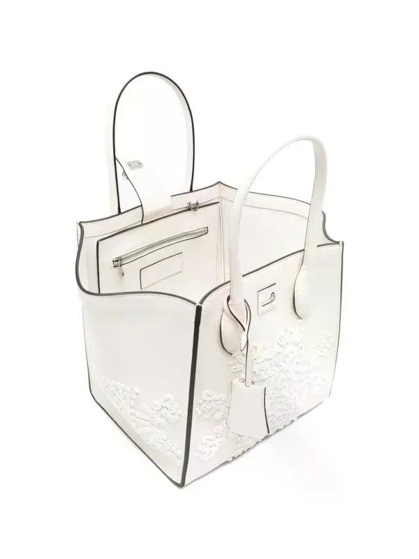 Ermanno Scervino Lace-embroidered Leather Tote Bag