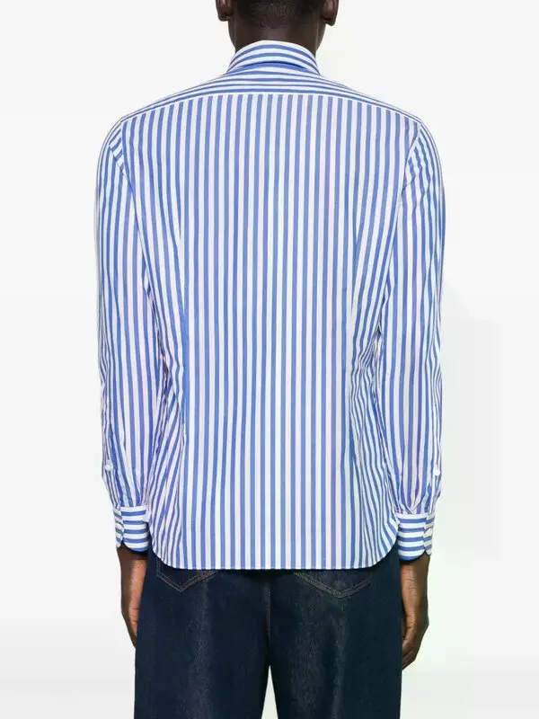 TRUZZI Vertical-stripe Button-down Shirt - Blue