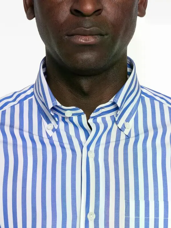 TRUZZI Vertical-stripe Button-down Shirt - Blue