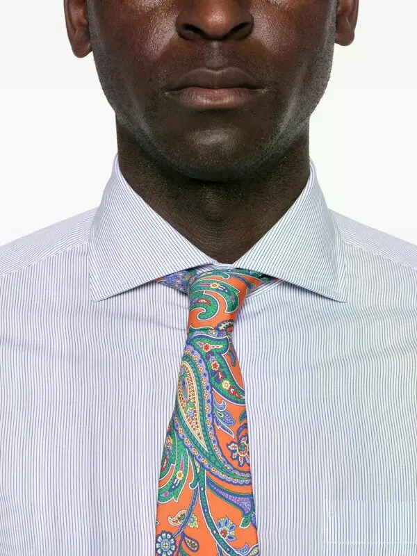 TRUZZI Pinstripe-pattern Chest-pocket Shirt