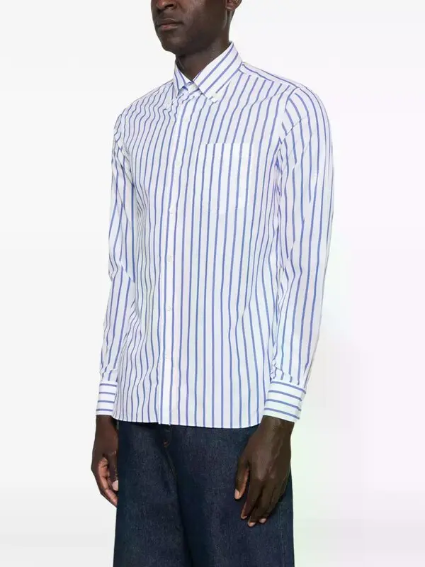 TRUZZI Vertical-stripe Button-down Shirt - White