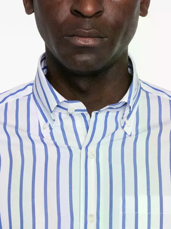 TRUZZI Vertical-stripe Button-down Shirt - White