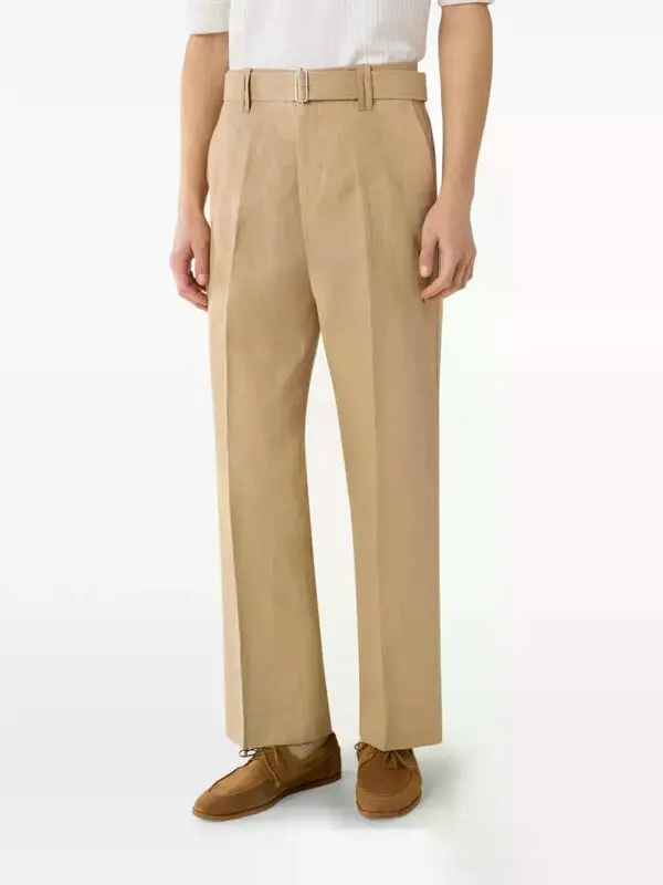 LARDINI Belted Flat-front Trousers
