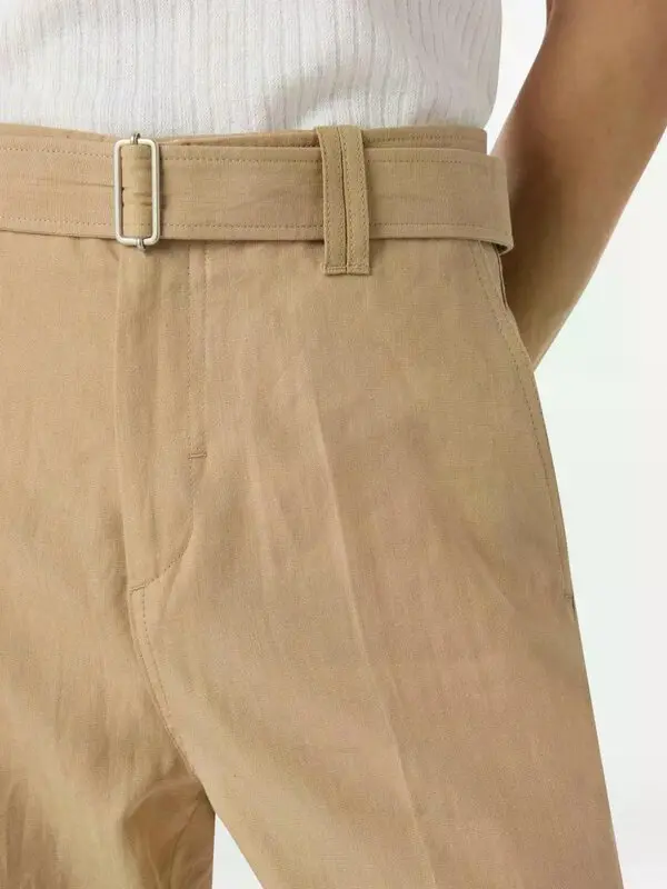 LARDINI Belted Flat-front Trousers