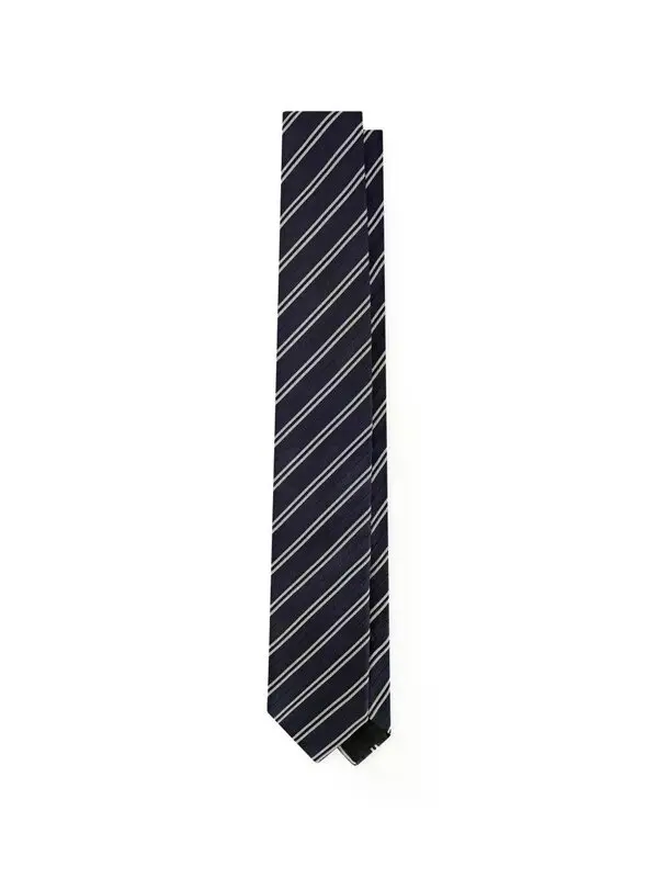 LARDINI Striped Jacquard Tie - Blue