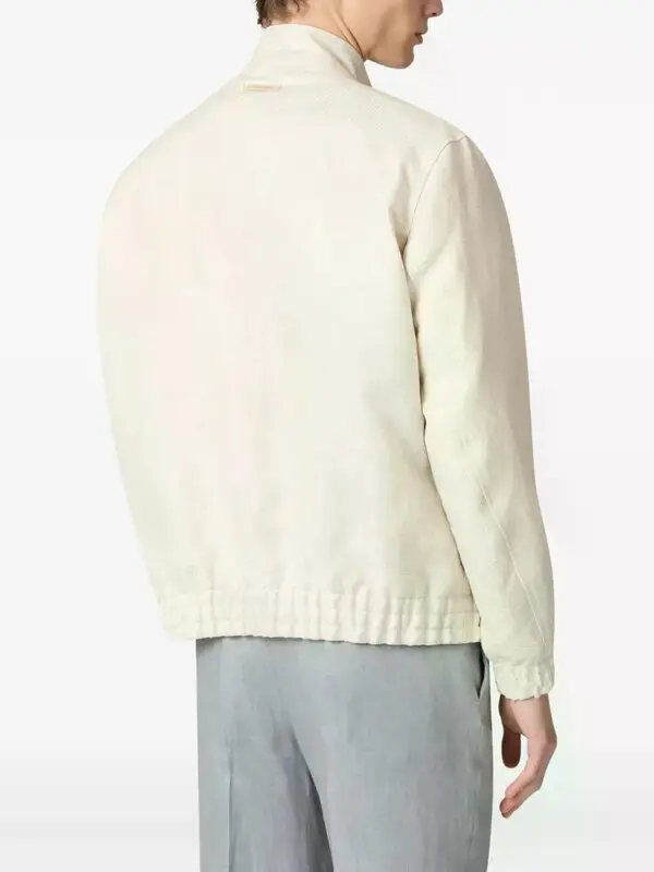 LARDINI Textured Linen Zip-up Jacket