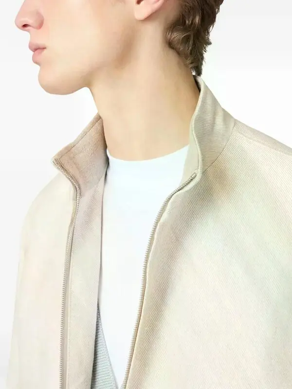 LARDINI Textured Linen Zip-up Jacket