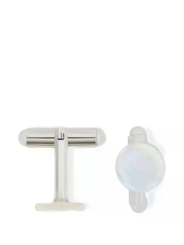LARDINI Mother-of-pearl Round Cufflinks - Silver
