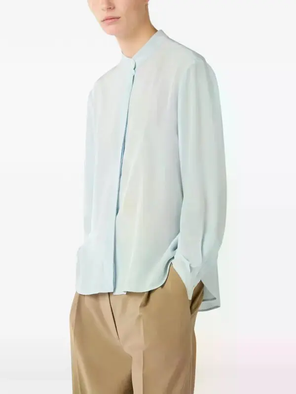 LARDINI Mandarin Collar Silk Shirt