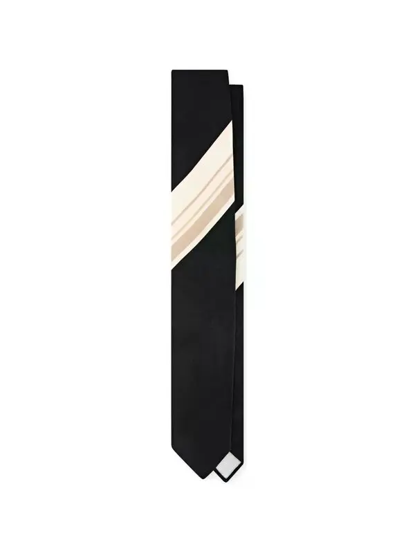 LARDINI Diagonal Stripe Silk Neck Tie - Black