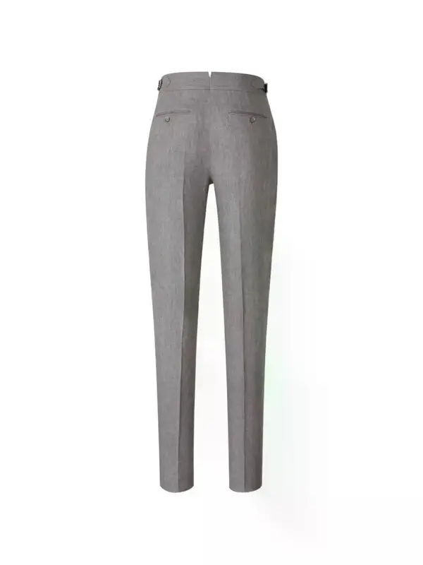 Scabal Linen Slub Textured Pleated Trousers