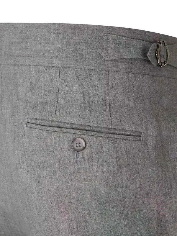 Scabal Linen Slub Textured Pleated Trousers