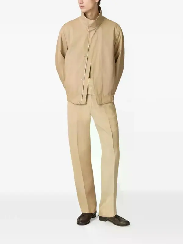 LARDINI Flat-front Trousers With Slub Texture