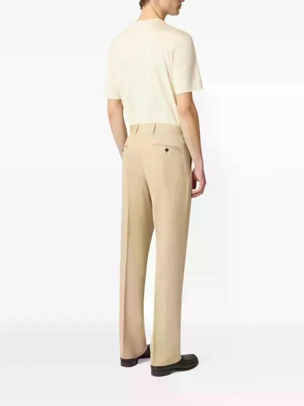 LARDINI Flat-front Trousers With Slub Texture