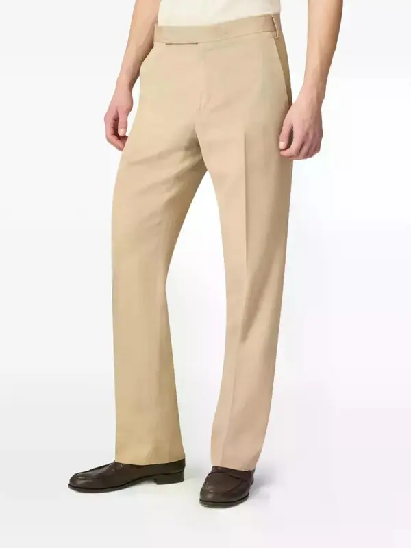 LARDINI Flat-front Trousers With Slub Texture