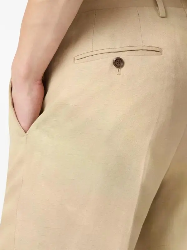 LARDINI Flat-front Trousers With Slub Texture