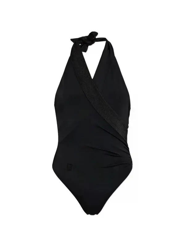 Balmain Glitter-trim Wrap-style Swimsuit