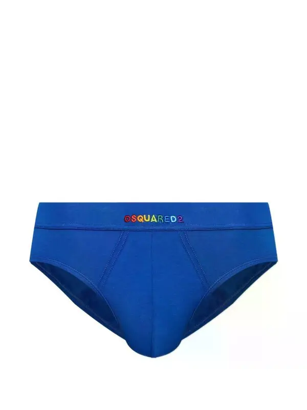 Dsquared2 Be Proud Logo-embroidered Briefs - Blue